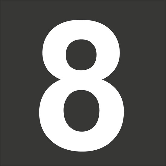 Cijfer 8 25cm zelfklevend wit. | bol