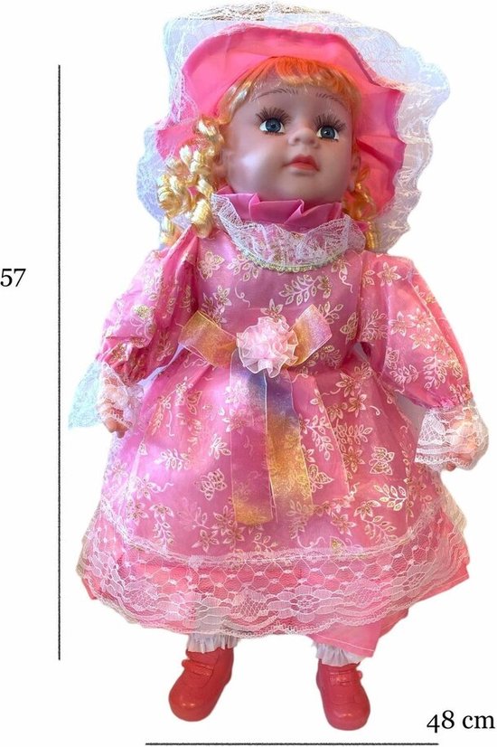 Knuffel pop - Schattige en zachte pop met geluid - 57 CM - Roze | bol