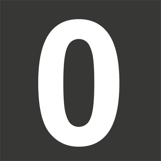 Cijfer 0 25cm zelfklevend wit. | bol