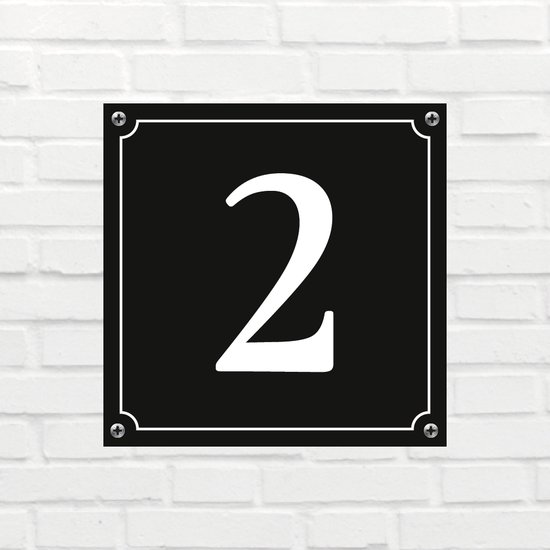 Huisnummerbord Klassiek - Nummer 2 - 14 x 11 cm - incl. bevestiging ...
