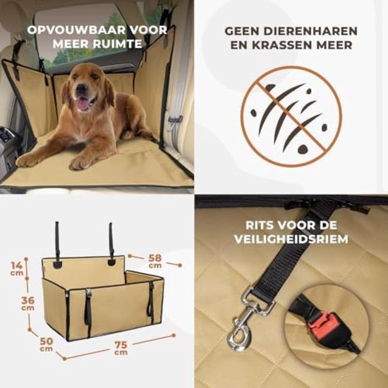 Hondenmand Auto Achterbank - Automand Hond - Beige - L | bol