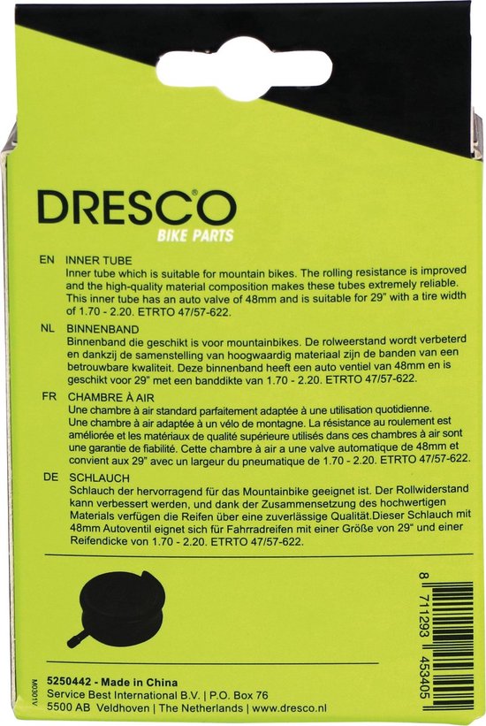 Dresco Binnenband 29x1.70-2.20 Schräder ventiel/AV 48mm (5250442 ...