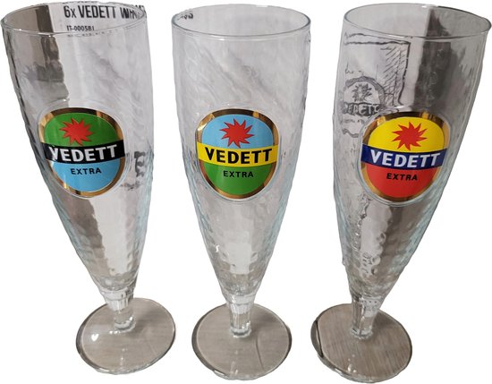 Vedett Bierglazen Op Voet Extra facet 330 ml - Set van 3 | bol
