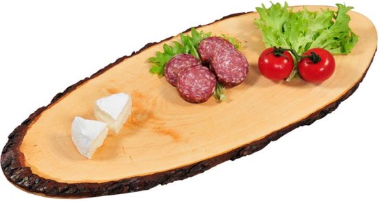 Houten hapjesplank met schors, 40-49x17cm / 1.5cm dik, Kesper 61201 | bol
