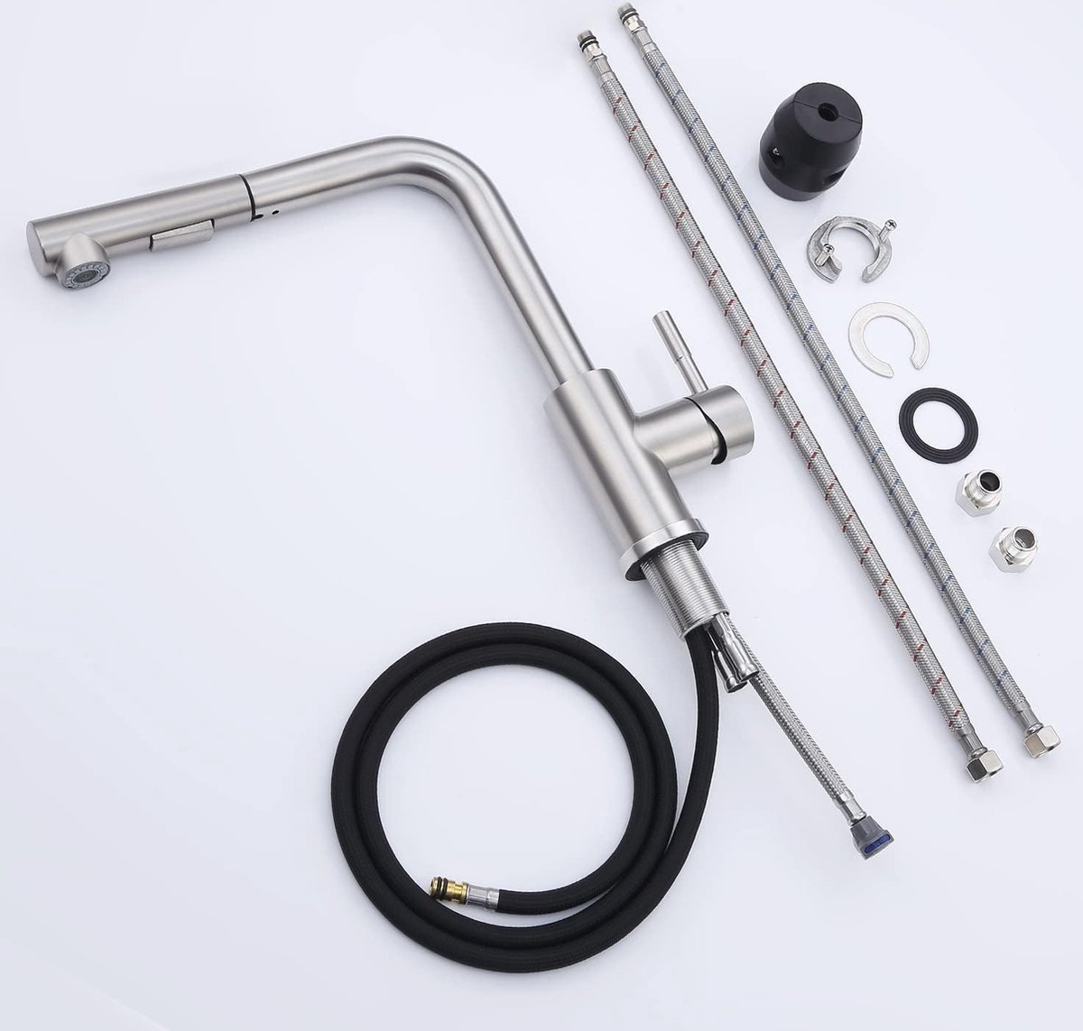 Keukenkraan met uittrekbare douchekop Keukenkraan uittrekbaar met 2 waterstraaltypes... | bol