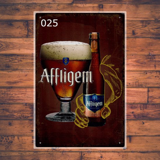 Wandbordje Affligem Bier fles en Glas | bol