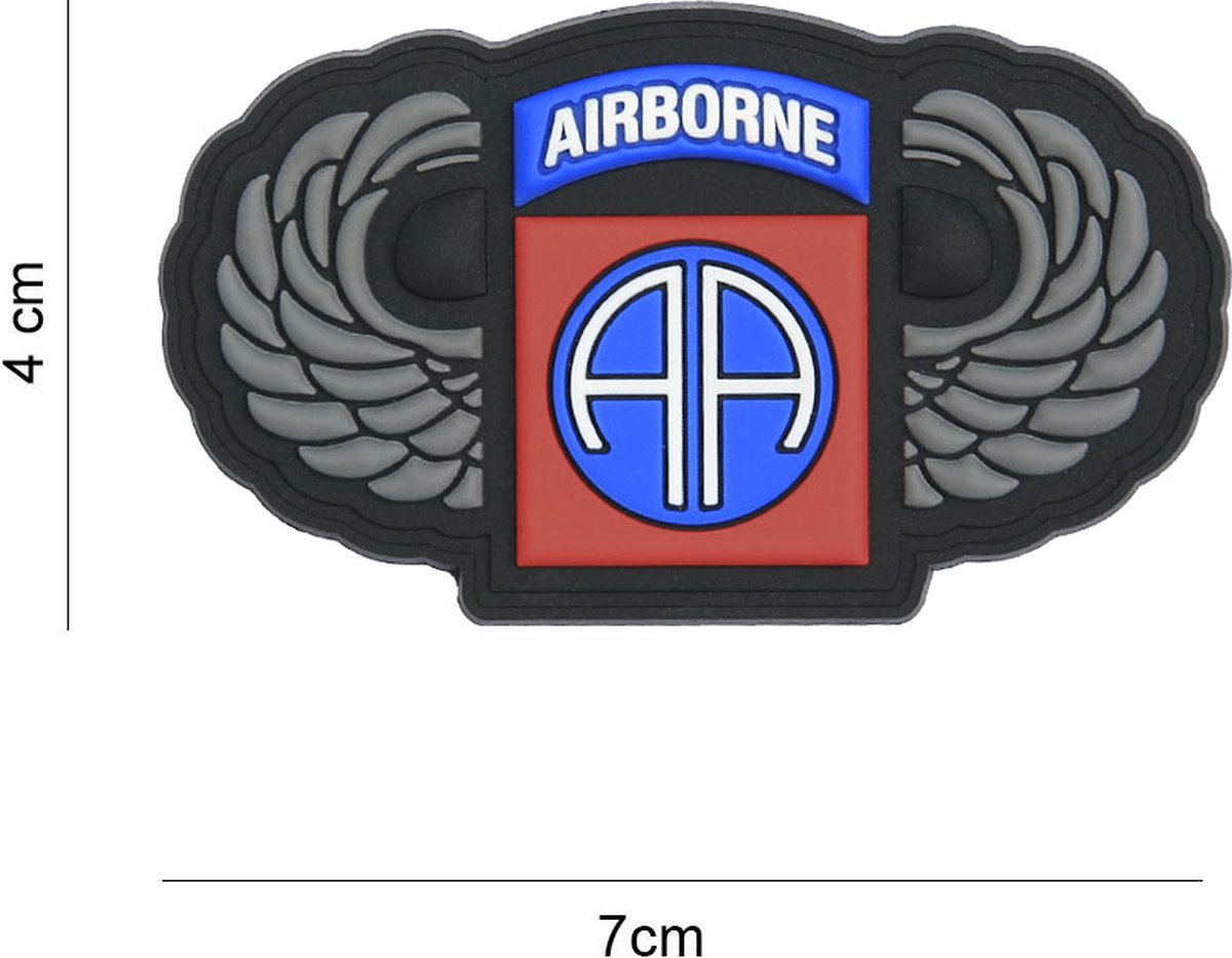 Embleem 3D PVC 82nd Airborne zilveren wings | bol
