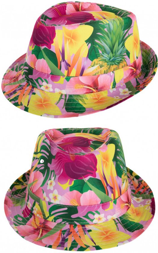 Verkleed hoedje voor Tropical Hawaii party - 2x - bloemen print ...