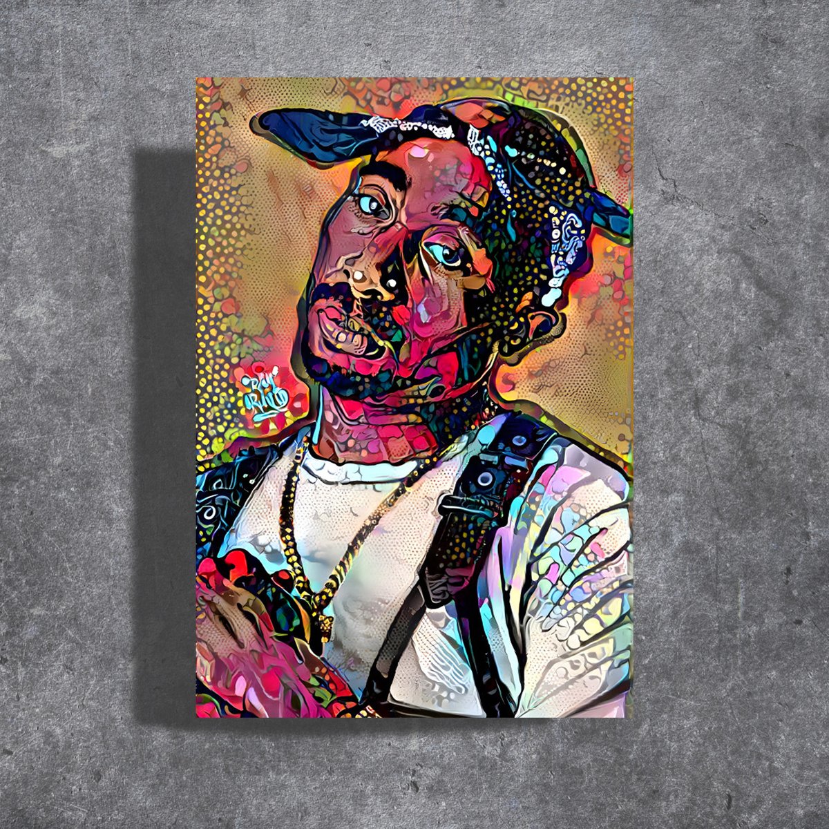 Tupac Art - 2pac - color art - Metalen Poster 40x60cm | bol
