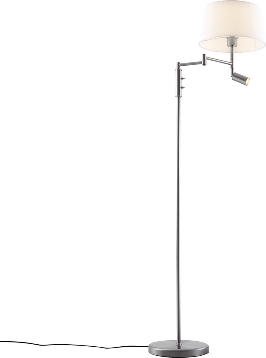 QAZQA ladas - Retro Vloerlamp | Staande Lamp met leeslamp - 1 lichts ...