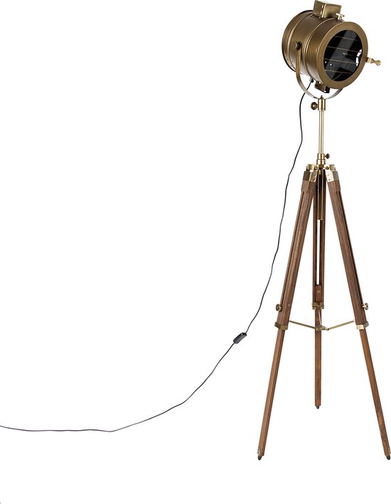 QAZQA radient - Industriele Tripod | driepoot vloerlamp | Staande Lamp ...