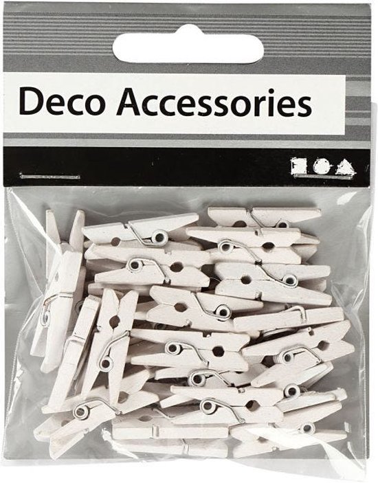 Houten mini wasknijpers wit 25x3mm 36 stuks | bol