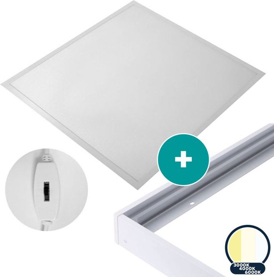 Led paneel 60x60 opbouw 3 kleuren 3000K/4000K/6000K Pro | bol