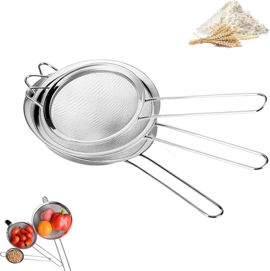 Keukenzeef, Fijne Zeef Meelzeef Fijn Set 14/10/18cm Skimmer Lepel ...