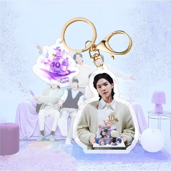 BTS 2023 10th Anniversary Plastic Keyring Acrylic Keychain Min Yoon-gi ...
