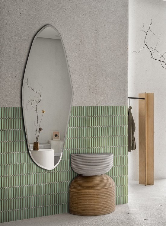 Porselein steenstrip mozaïektegel - Ocean green-Leno-Deco | bol