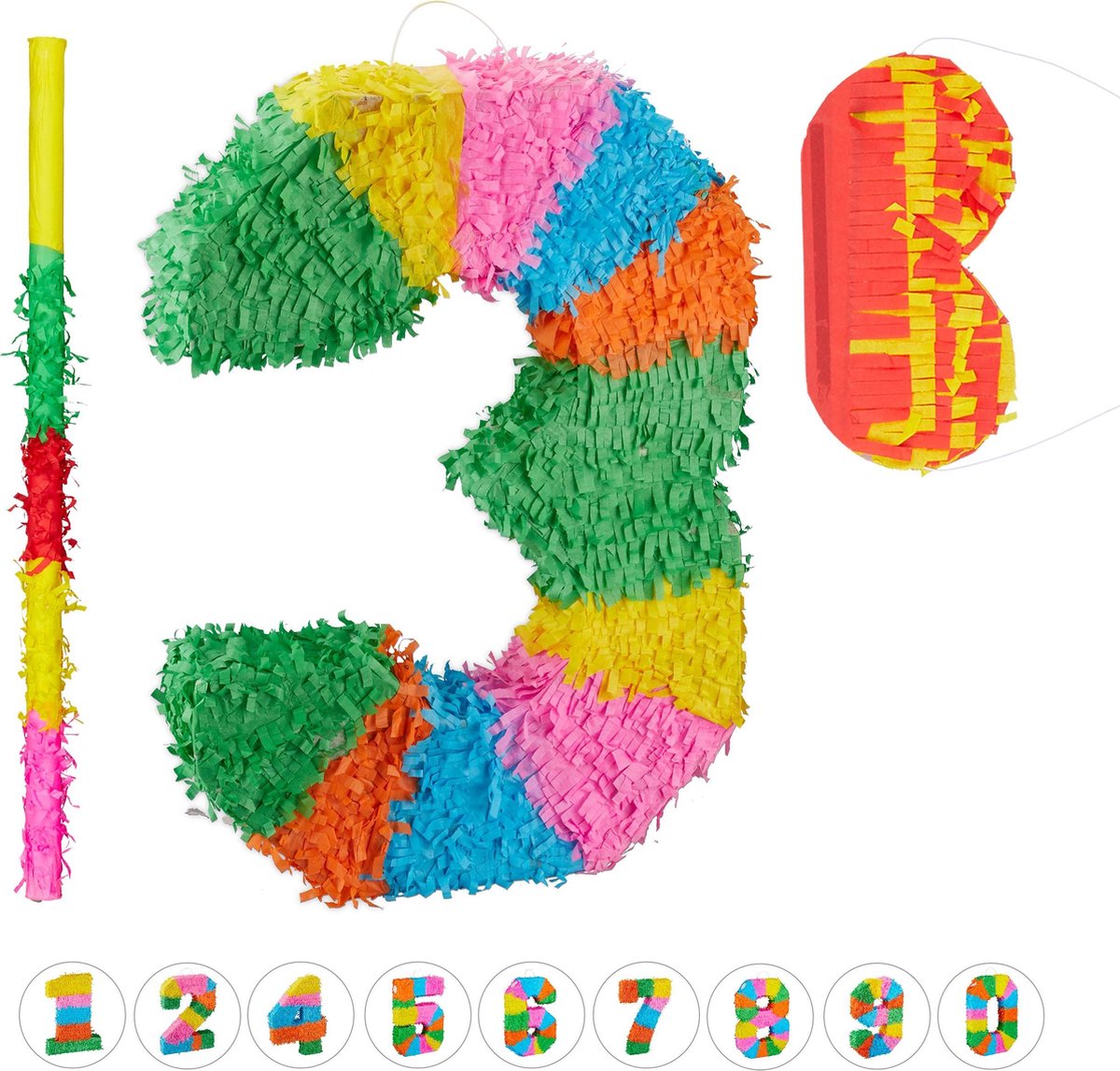 Ensemble de 3 pinata relaxdays - anniversaire - chiffres pinata ...