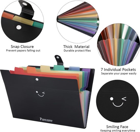 Waaiermap documentenmap A4 Accordion documenten organizer 7 vakken ...
