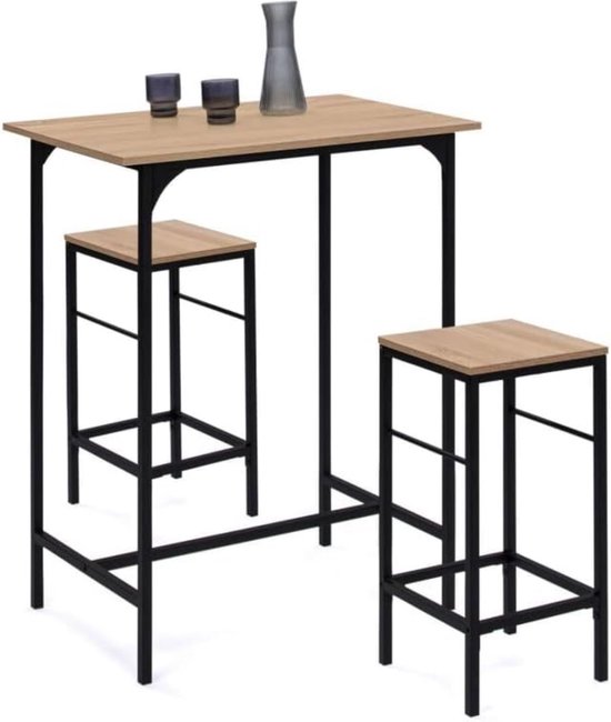 Bartafel Detroit 80 cm en 2 krukken industrieel design | bol