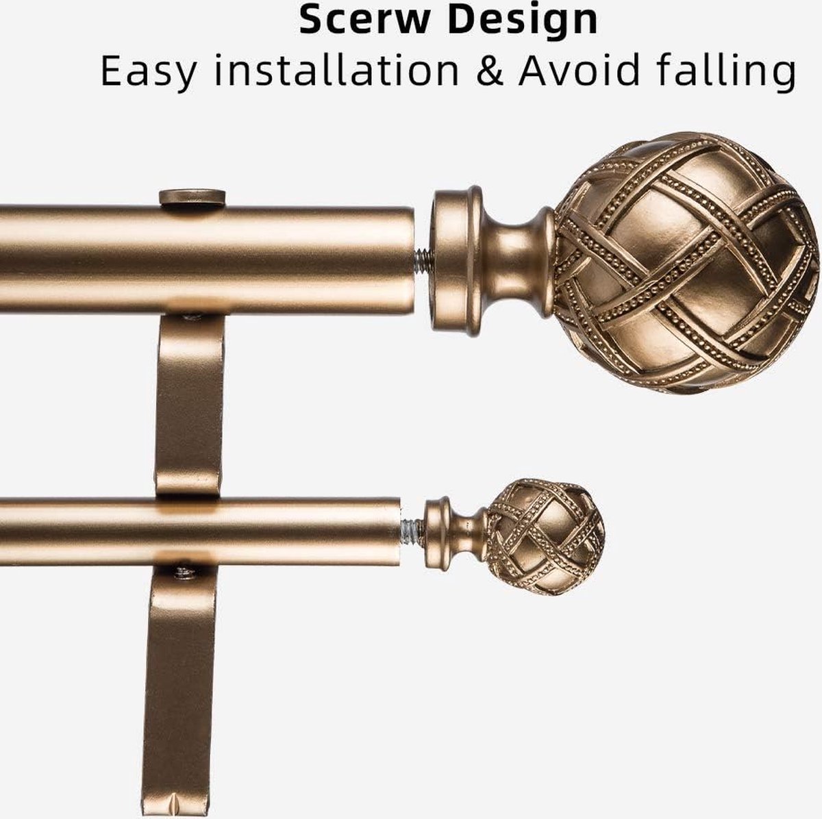 Metalen gordijnroede Diameter 25 mm Gordijnroede Goud 2 Rails ...