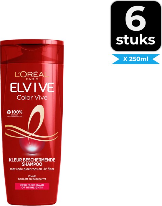 L’Oréal Paris Elvive Color Vive Shampoo - 250 ml - Voordeelverpakking 6 ...