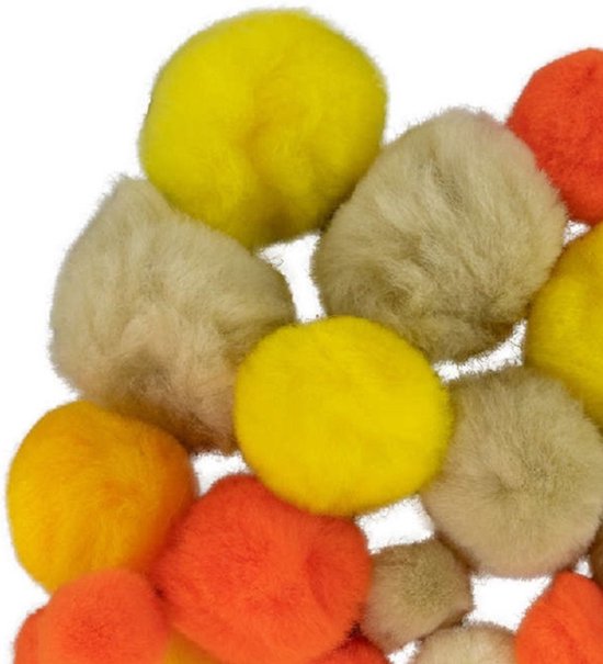Pompons - 60x - gele tinten - 10-40 mm - hobby/knutsel materialen | bol