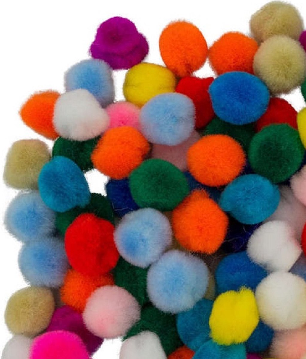 Pompons - 100x - gekleurd - 10 mm - hobby/knutsel materialen | bol.com