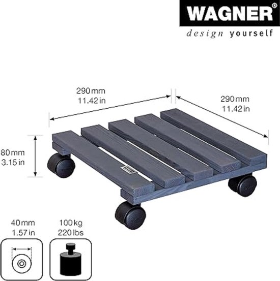 Plantenroller, bloemenroller / plantstand 29 x 29 x 8 cm | bol