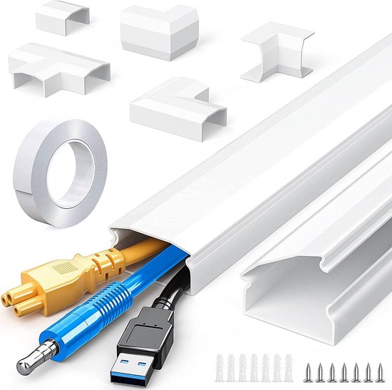 Kabelgoot set, kabelgoot zelfklevend wit, kabelschacht voor het ...