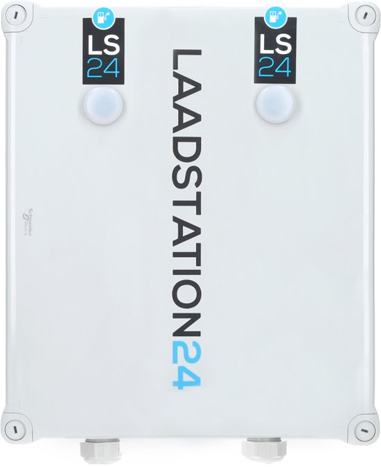 LS24 dubbele laadpaal type 2 2x32A (2x22kW) 5 meter kabel - wit ...
