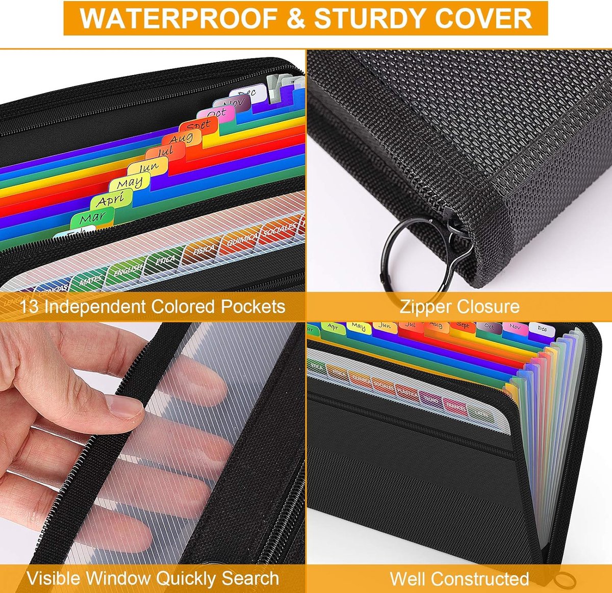 Uitschuifbare documentenvakken 13 vakken, A4 documentenmap met ...