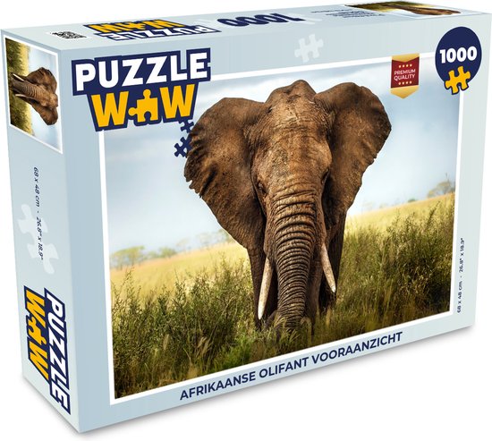 Puzzel Afrikaanse olifant vooraanzicht - Legpuzzel - Puzzel 1000 ...