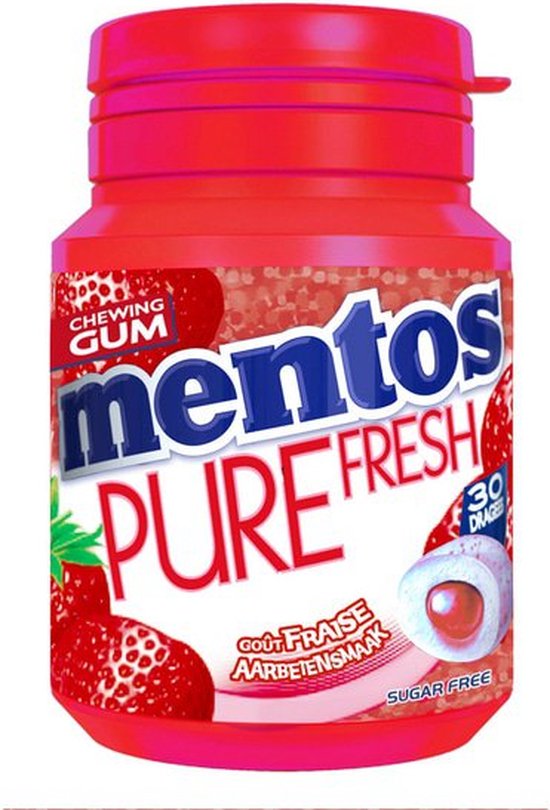 Mentos gum pure fresh aardbei 30 stukjes 60 gr | bol