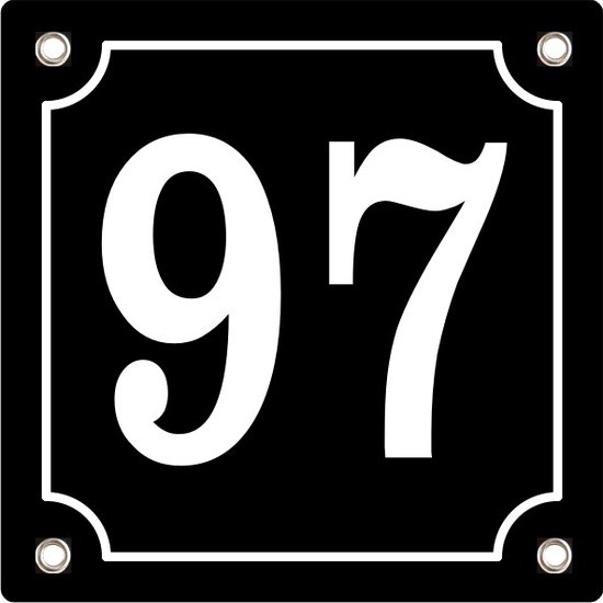 Emaille huisnummer zwart nr. 97 | bol