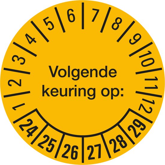 Volgende keuring op sticker 24-29 op vel 20 mm - 36 per kaart PVC folie ...