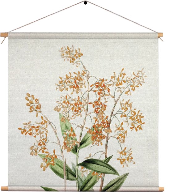 Textielposter Prent Bloemen Vierkant L (45 X 45 CM) - Wandkleed - Wanddoek - Wanddecoratie | bol