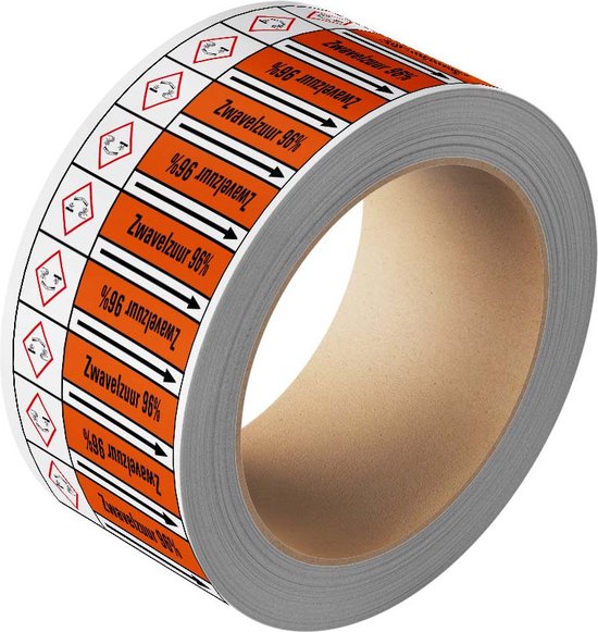 Zwavelzuur 96% leidingmarkering op rol, 25 meter 126 mm | bol