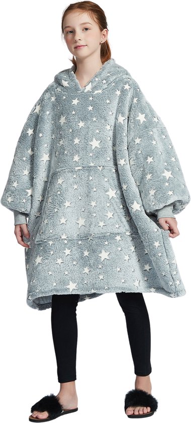 Noony Glow in the Dark Hoodie Deken voor Kinderen - Kids - Fleece Deken ...