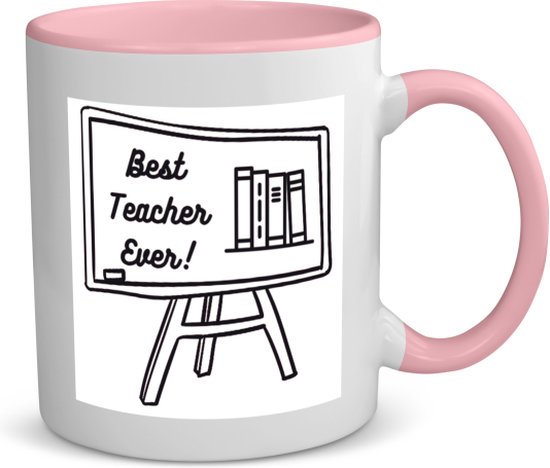 Akyol - best teacher ever koffiemok - theemok - roze - Juf - meester - juf en meester... | bol