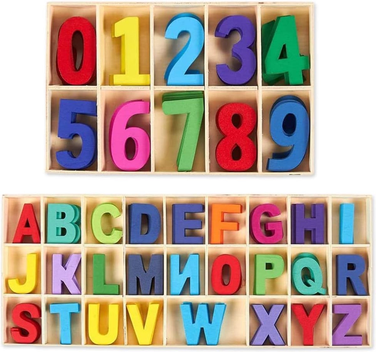 216 stuks houten letters en cijfers, houten hoofdletters voor kinderen ...