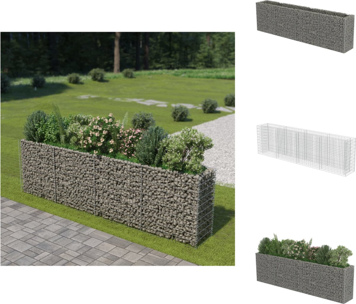 vidaXL Gabion - Verhoogde Tuinbak - 360 x 50 x 100 cm - Gegalvaniseerd ...