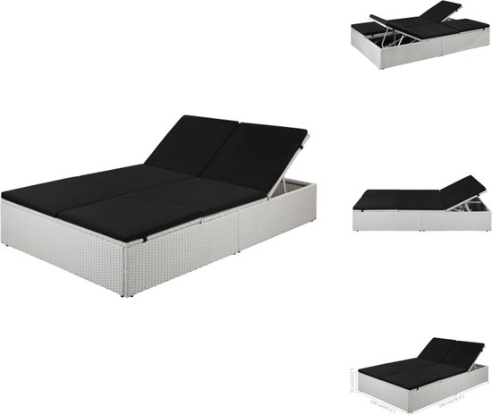 vidaXL Ligbed Wit Poly Rattan 194x120x31 cm Verstelbaar - Incl - 2 ...