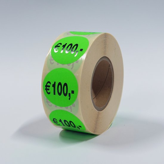 “€100" Prijs Stickers op rol 35mm groen - 1000ex. | bol