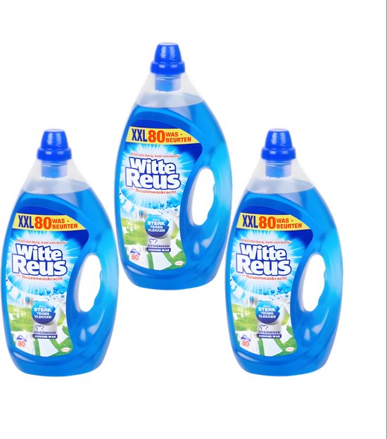 Witte Reus Wasmiddel XXL - 80 Wasbeurten per Fles (Set van 3 Flessen) | bol