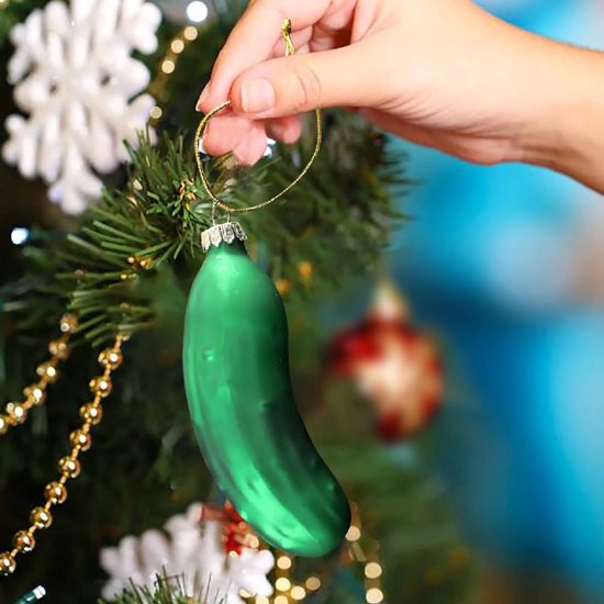 Trend24 Kerstbal Augurk - Glazen kerstornamenten set van 5 - Groen ...