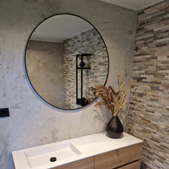 Spiegel Rond - Badkamerspiegel Met Zwart Frame - Zwarte Rand - Spiegel ...