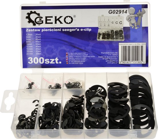 GEKO E-clip set - roestvrij staal - 300 stuks - 9 maten - met ...