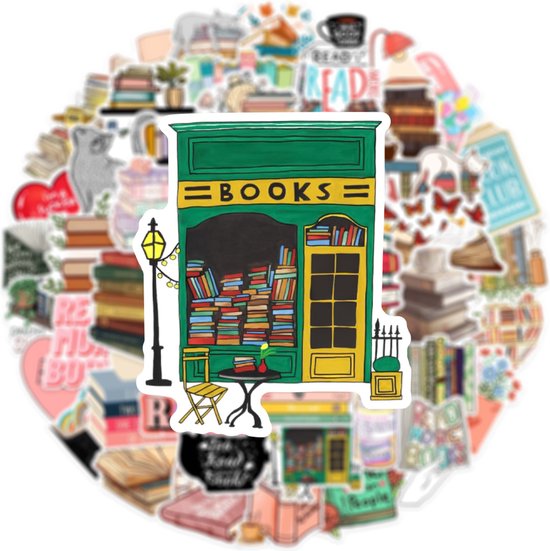 Boeken Stickers - 50 stuks - Boekenwurm Muurstickers - Geschikt voor ...