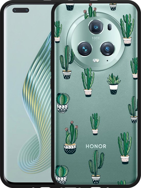 Cazy Hoesje Zwart geschikt voor Honor Magic5 Pro Green Cactus | bol