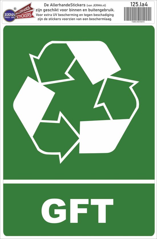 Container sticker GFT. Groenten Fruit Tuinafval met Recycling logo ...